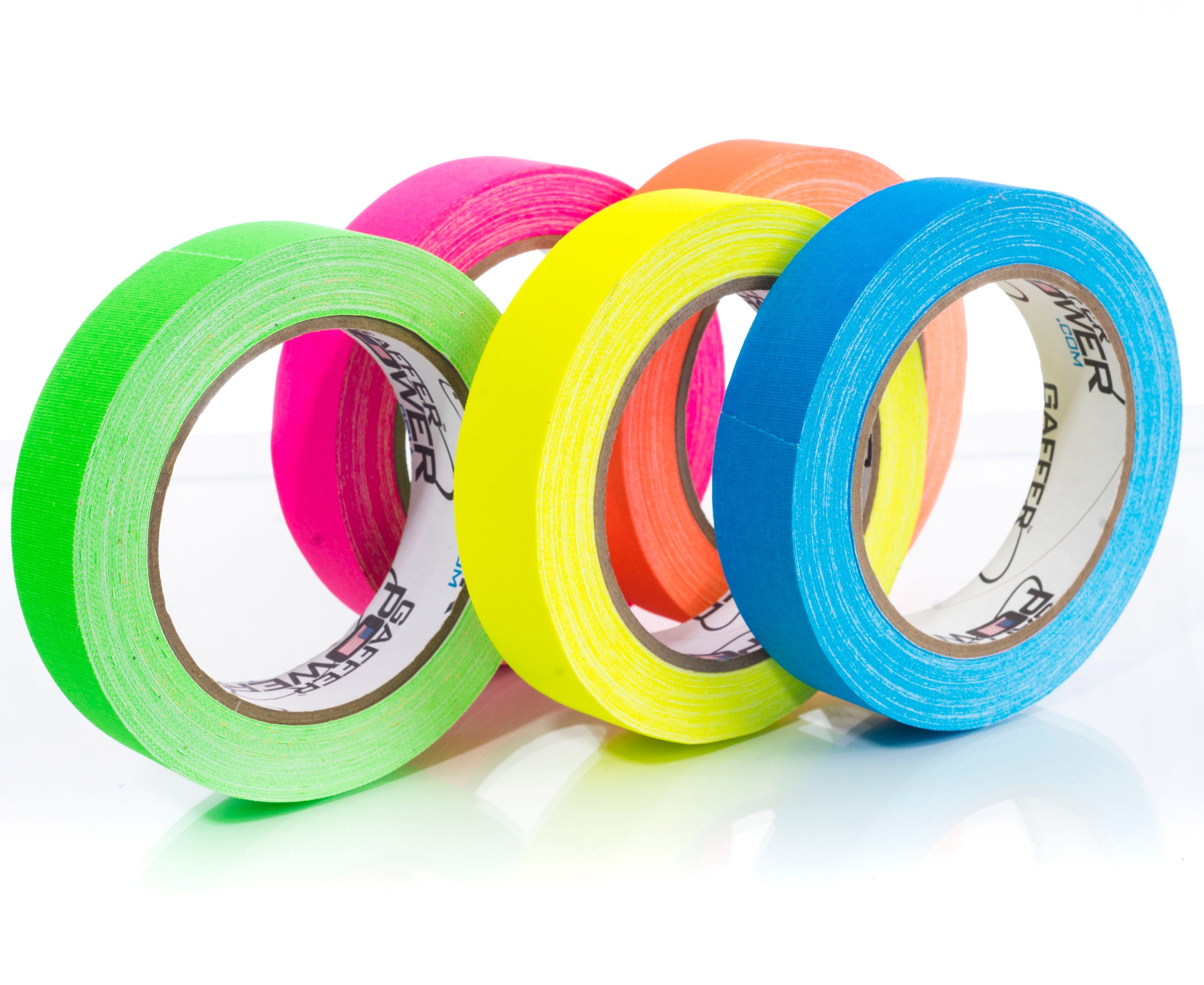 Gaffer Tape, Fluorescent 5-Pack. 1 In x 20 Yds Each Roll – Gaffer Power